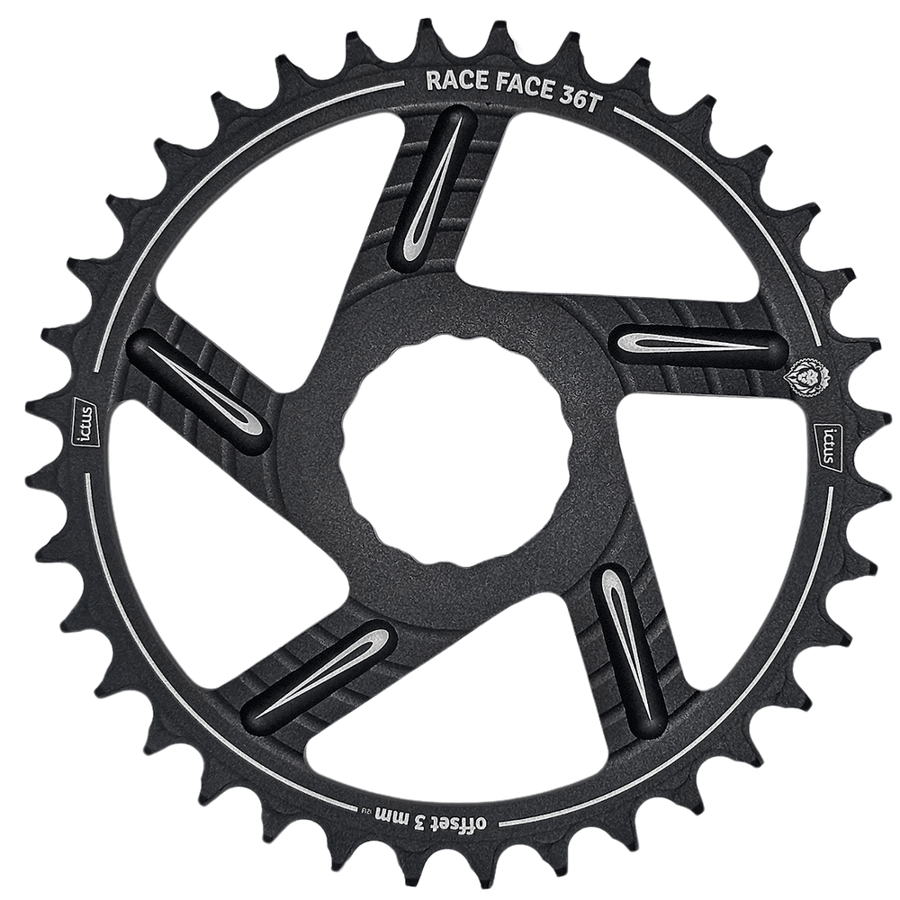 COROA ICTUS RACE FACE OFFSET 3MM PRETA | GUENOA APETRECHOS