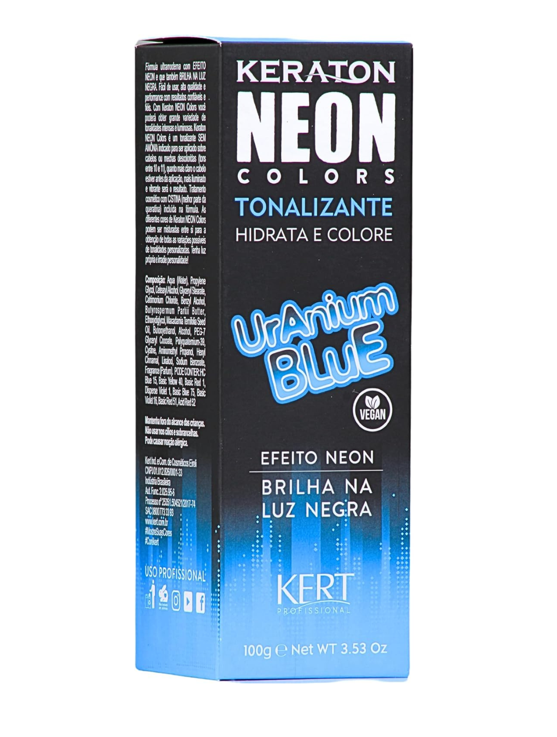 Tonalizante Neon Colors Uranium Blue Keraton 100g | Brilho Cosméticos