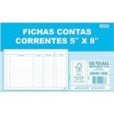 FICHA CONTA CORRENTE 5X8 203X127 COM 100 FLS | Papelaria Rio Madeira