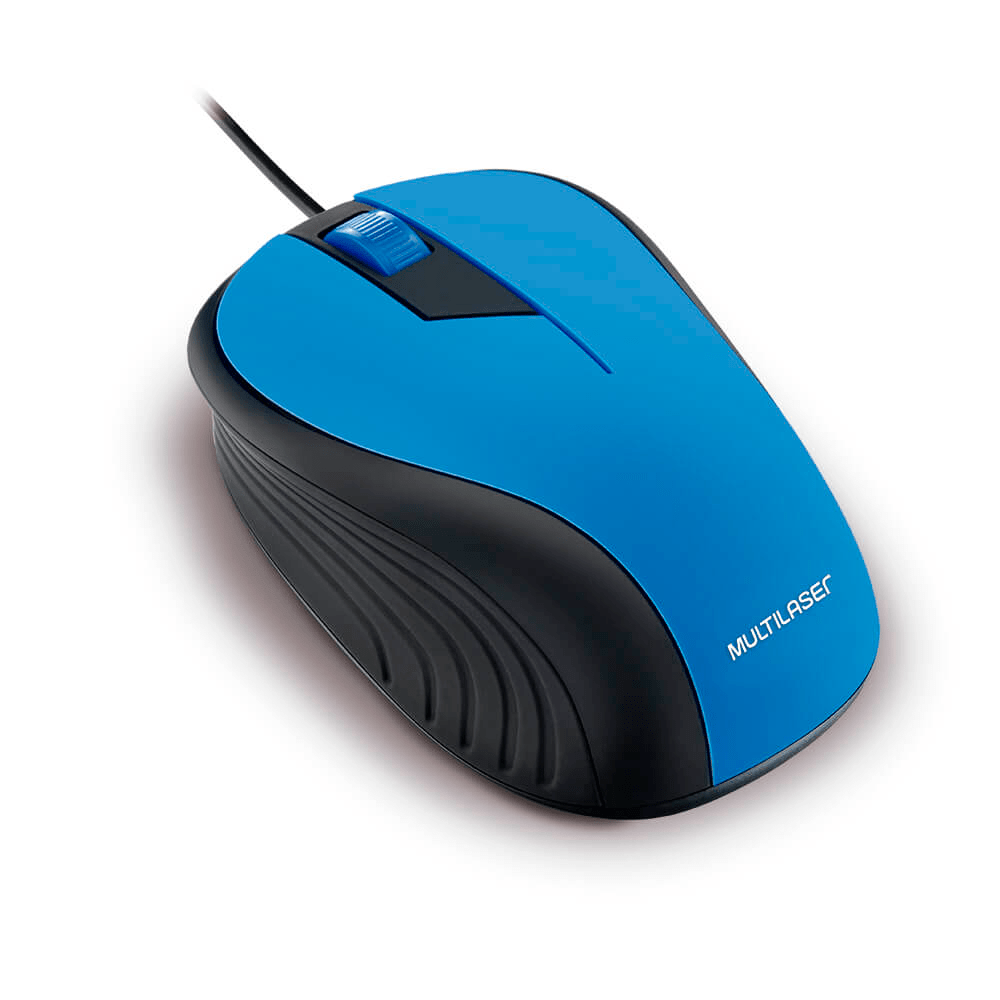 MOUSE WAVE 1200DPI 130CM COM FIO AZUL - MULTILASER | Papelaria Rio Madeira