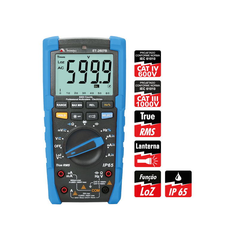 MULTIMETRO DIGITAL 6000 CONT (ET-2507B) | Eletro Alles