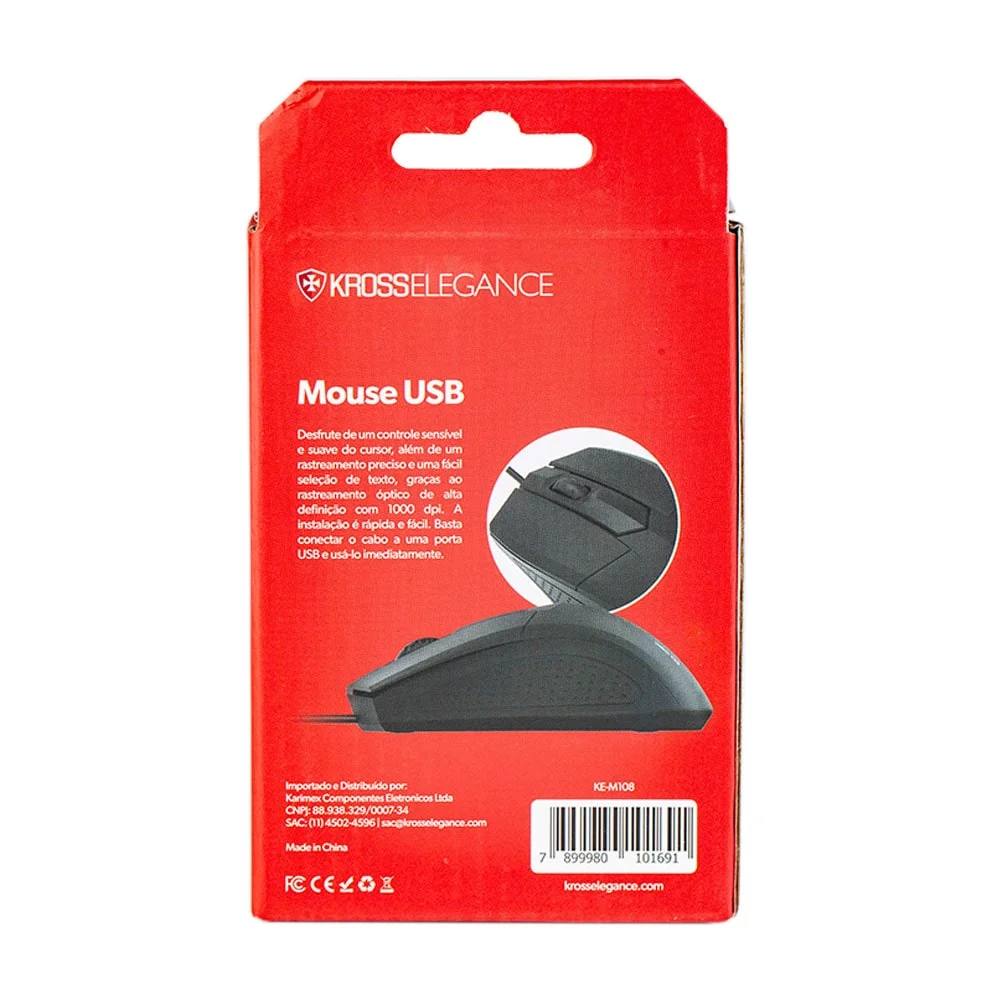 MOUSE KROSS USB KE-M108 PRETO 1000DPI | Windows Softwares