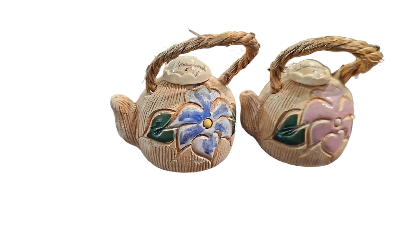 Par de bules decorativos de cerâmica feitos à mão | Pescadores de Relíquias