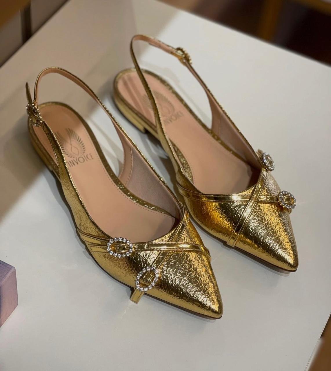 100-213 SAPATO SLINGBACK CHANEL INVOICE OURO | Pezinho de Anjo & Sophia ...