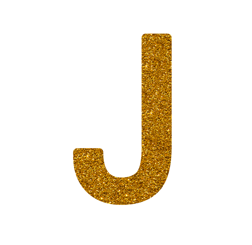 LETRA DE EVA “J” COM GLITTER 1UN 13,3CM DOURADO 2MM
