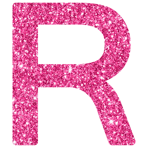 LETRA DE EVA “R” COM GLITTER 1UN 13,3CM ROSA CLARO 2MM