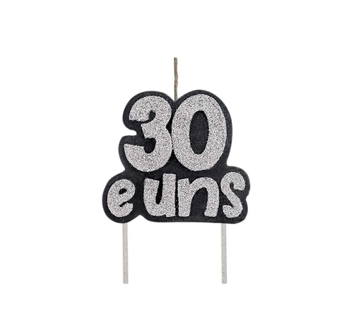 VELA 30 E UNS COM GLITTER 1UN PRETO/PRATA | OUTLET JUNCO | Lojas Linna