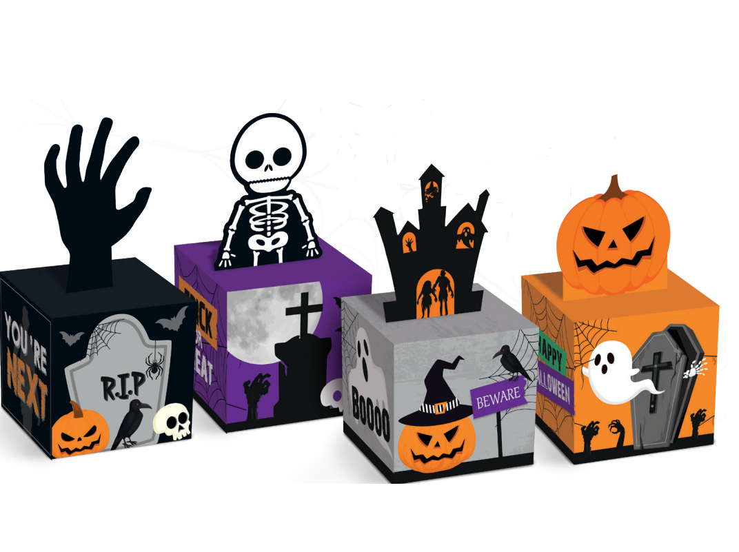 CAIXA CAIXÃO HALLOWEEN PAPEL 1UN 14,5X9,5X2,5CM SORTIDO | CAIXAS CROMUS | Lojas Linna