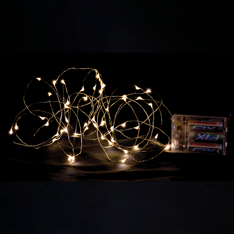 PISCA LED FIO DE FADA A PILHA 20 LÂMPADAS - 2M BRANCO QUENTE - 1UN