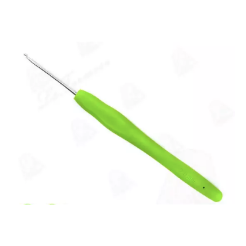 AGULHA DE CROCHÊ ALUMÍNIO COM CABO DE SILICONE - 2MM - VERDE - 1UN