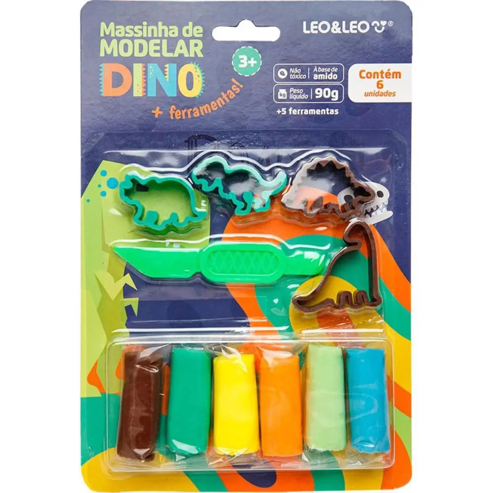 KIT MASSA PARA MODELAR COM 6 MOLDES - 90G - 1UN - COLORIDO