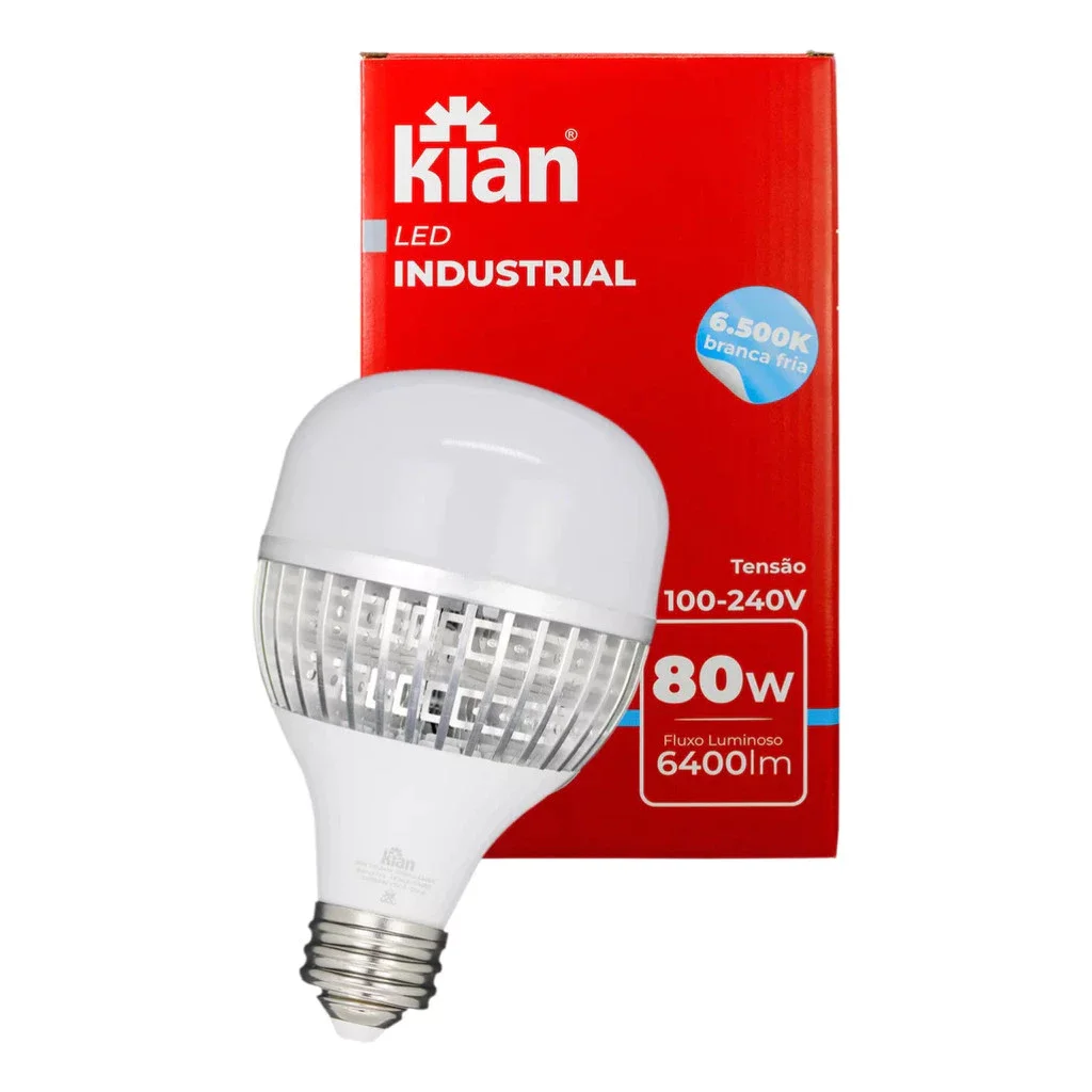 Lâmpada LED Industrial Super Bulbo 80W Bivolt 6500K Luz Fria E27 / E40 ...